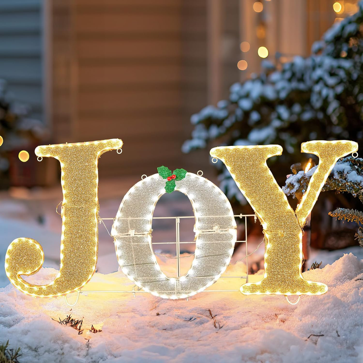 The Holiday Aisle® 48In Christmas Joy Outdoor Decoration, 3-Piece Large ...