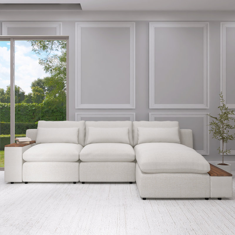 Staykiwi L-shaped Modular Sectional Sofa with Removable Back Cushions ...