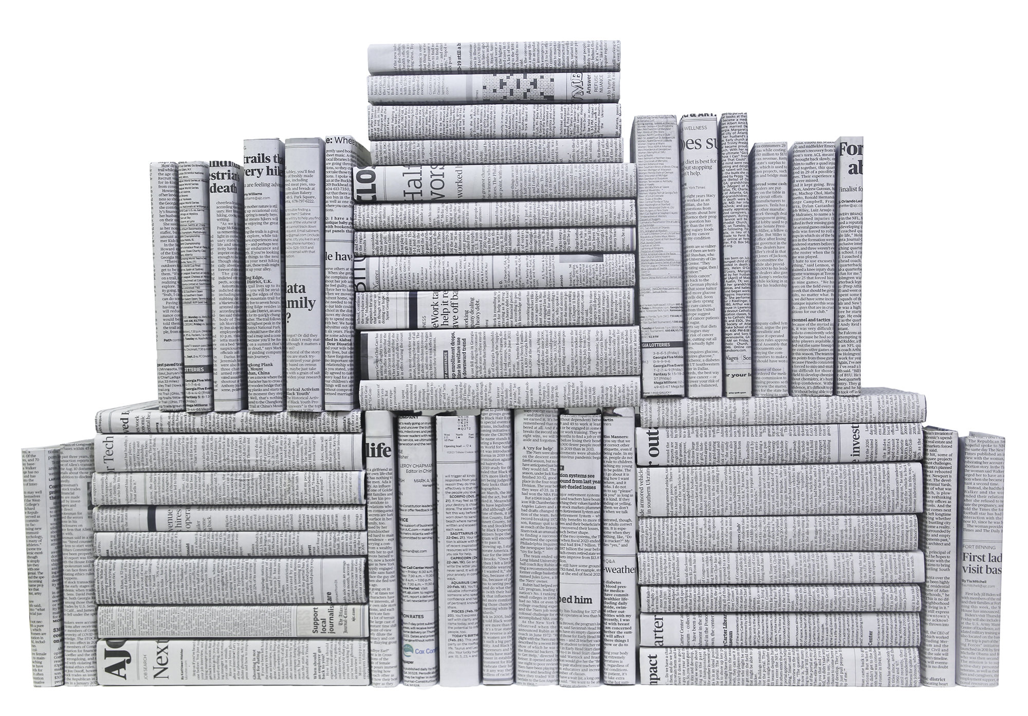 Booth & Williams Newspaper Wrapped Book Wall, S/50 | Perigold