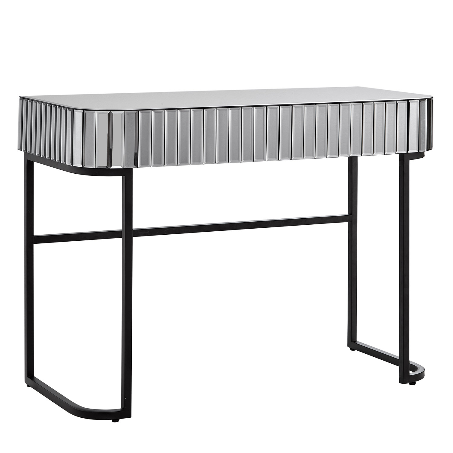 Everly Quinn 39" Mirrored Dressing Table With Stainless Steel Base, 2 ...