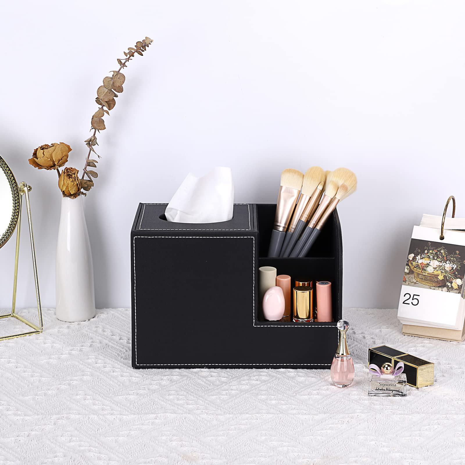 Latitude Run® Square Leather Tissue Box Cover - Decorative Cube Tissue ...