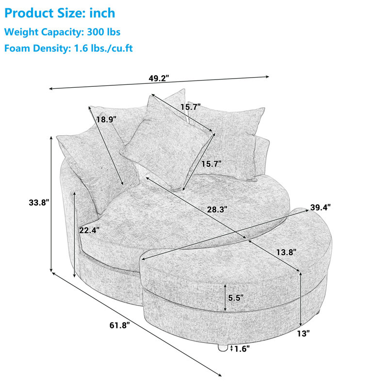 Orren Ellis Ryelle Upholstered Swivel Barrel Chair with Ottoman | Wayfair