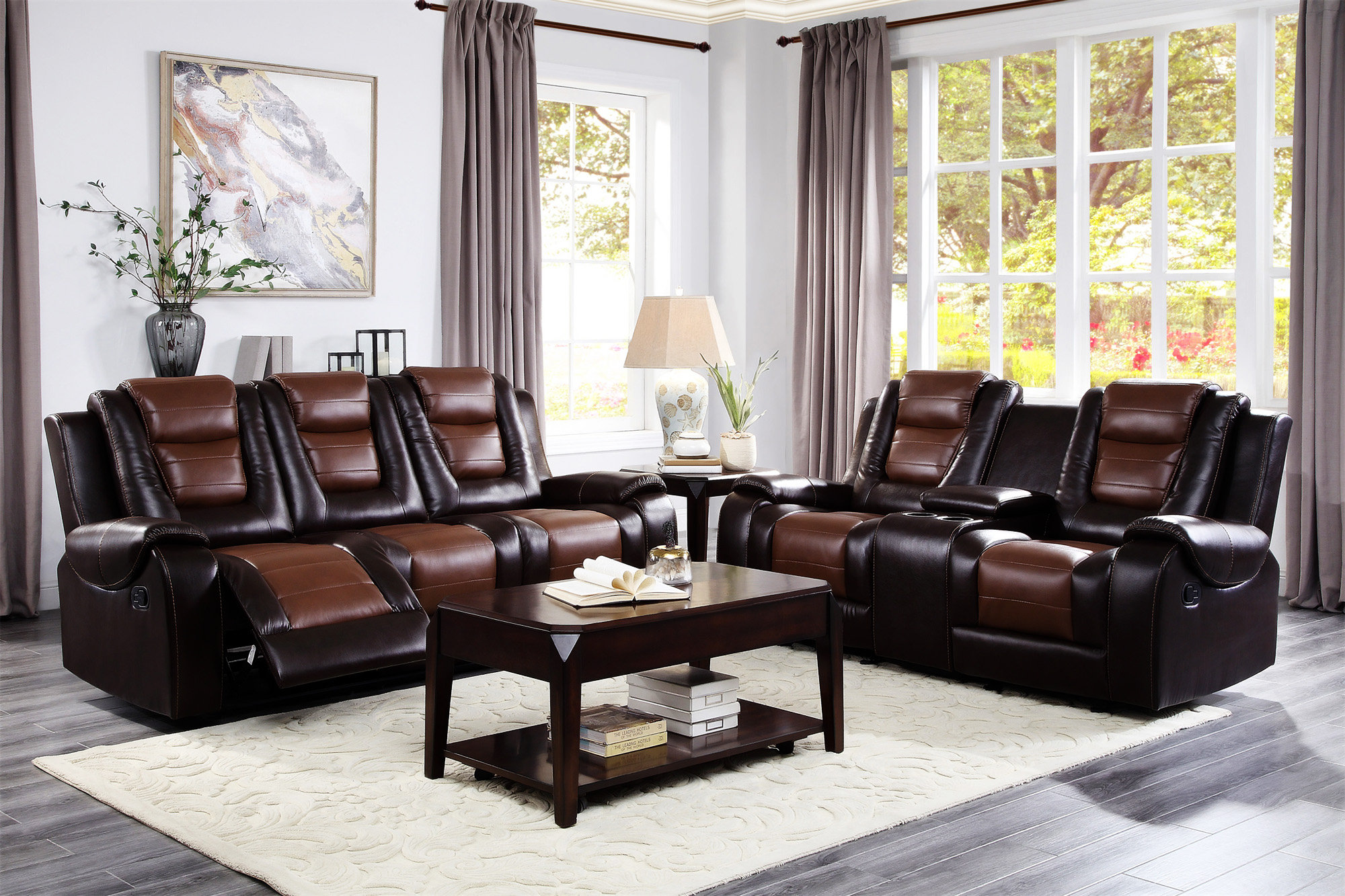 Audiohome Modern Luxury Living Room Sofa Set 2Pc Reclining Sofa ...