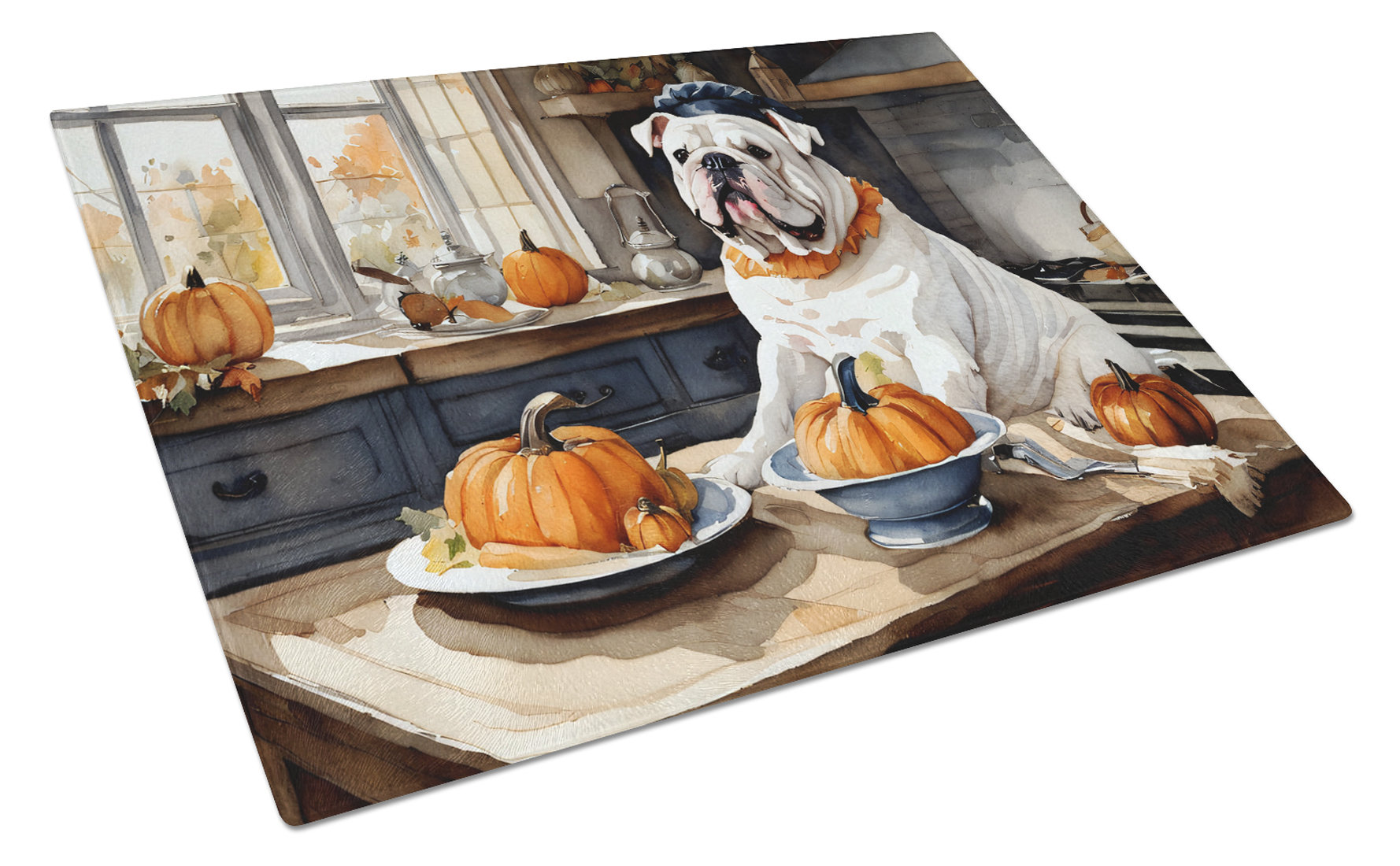 Caroline's Treasures English Bulldog Fall Kitchen Pumpkins Glass ...