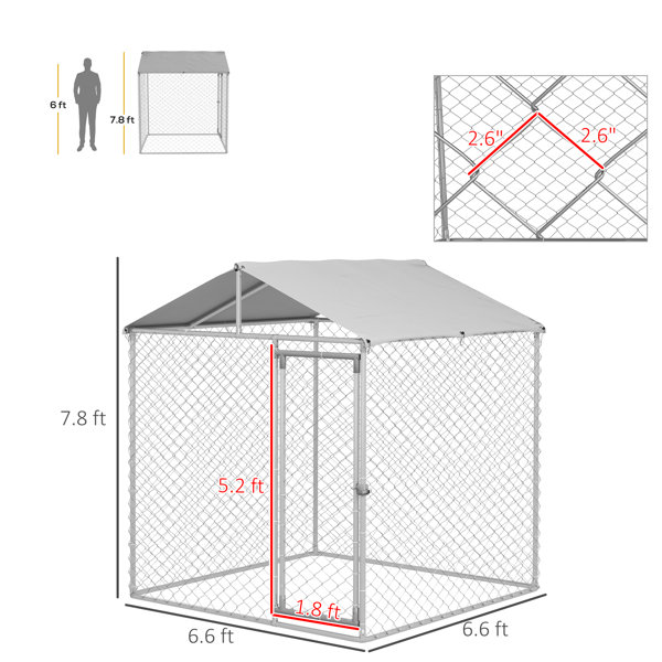 Pawhut 4 Panel Galvanized Steel Yard Kennel With Door | Wayfair