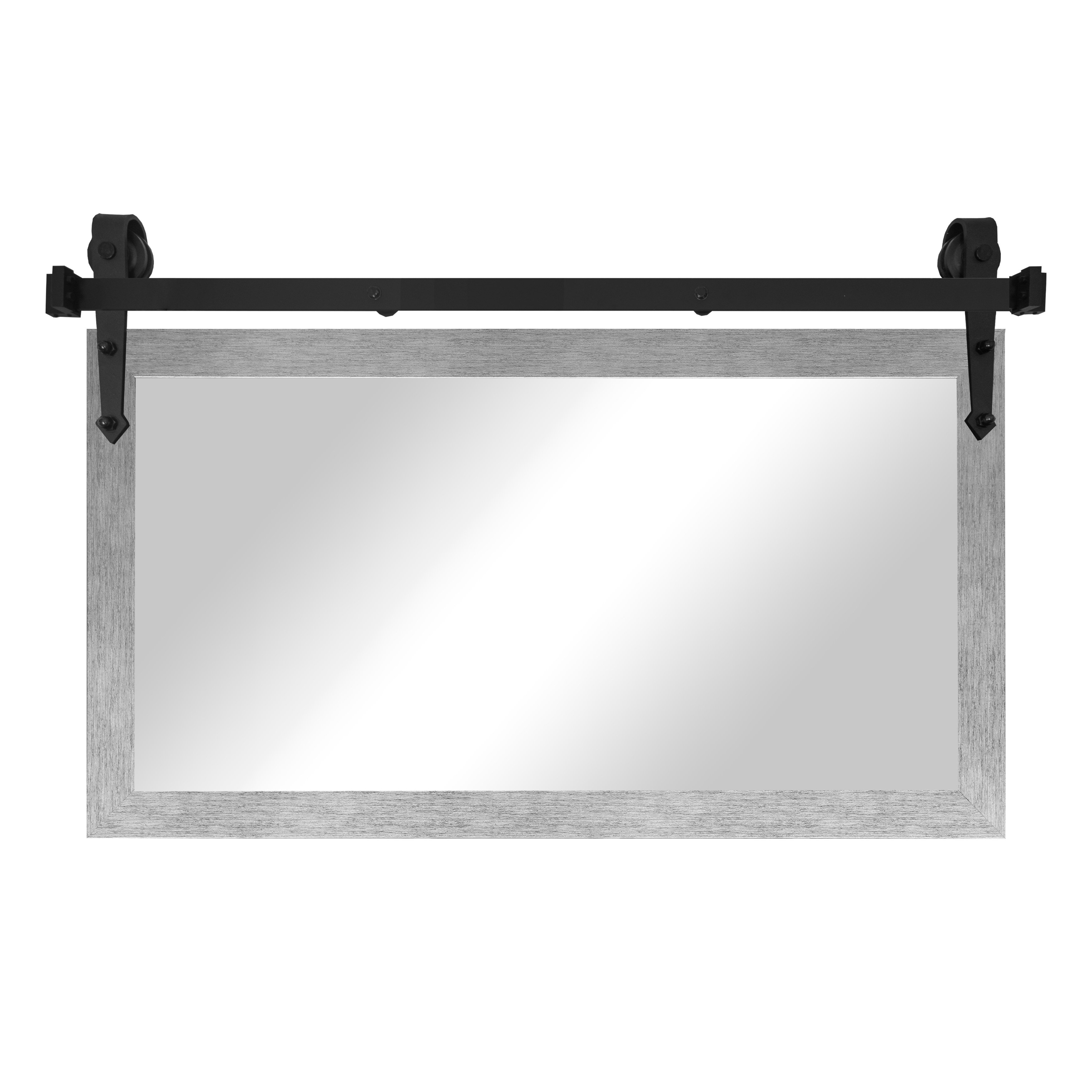 Modern Rustic Mirror with Steel Barn Door Track - Wayfair Canada