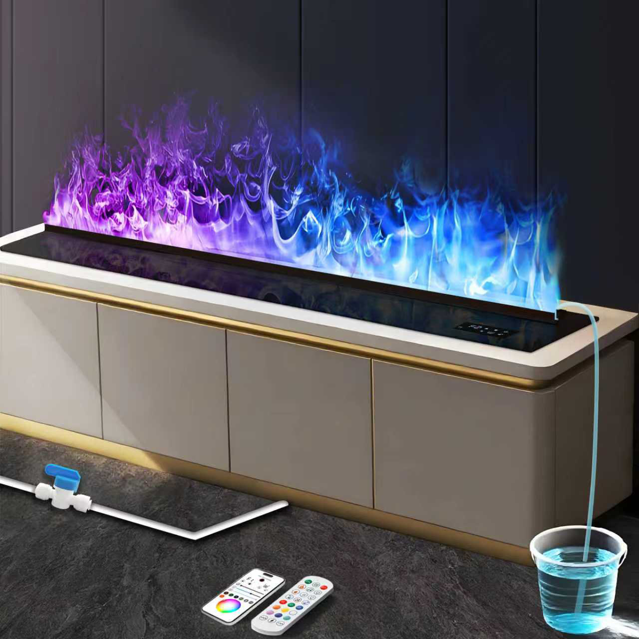 Symple Stuff Electric Fireplace 3D Water Vapor Fireplace Recessed ...