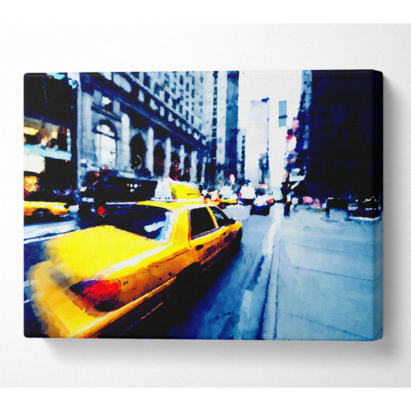 Latitude Run New York City Yellow Cab Blur - Wrapped Canvas Print ...
