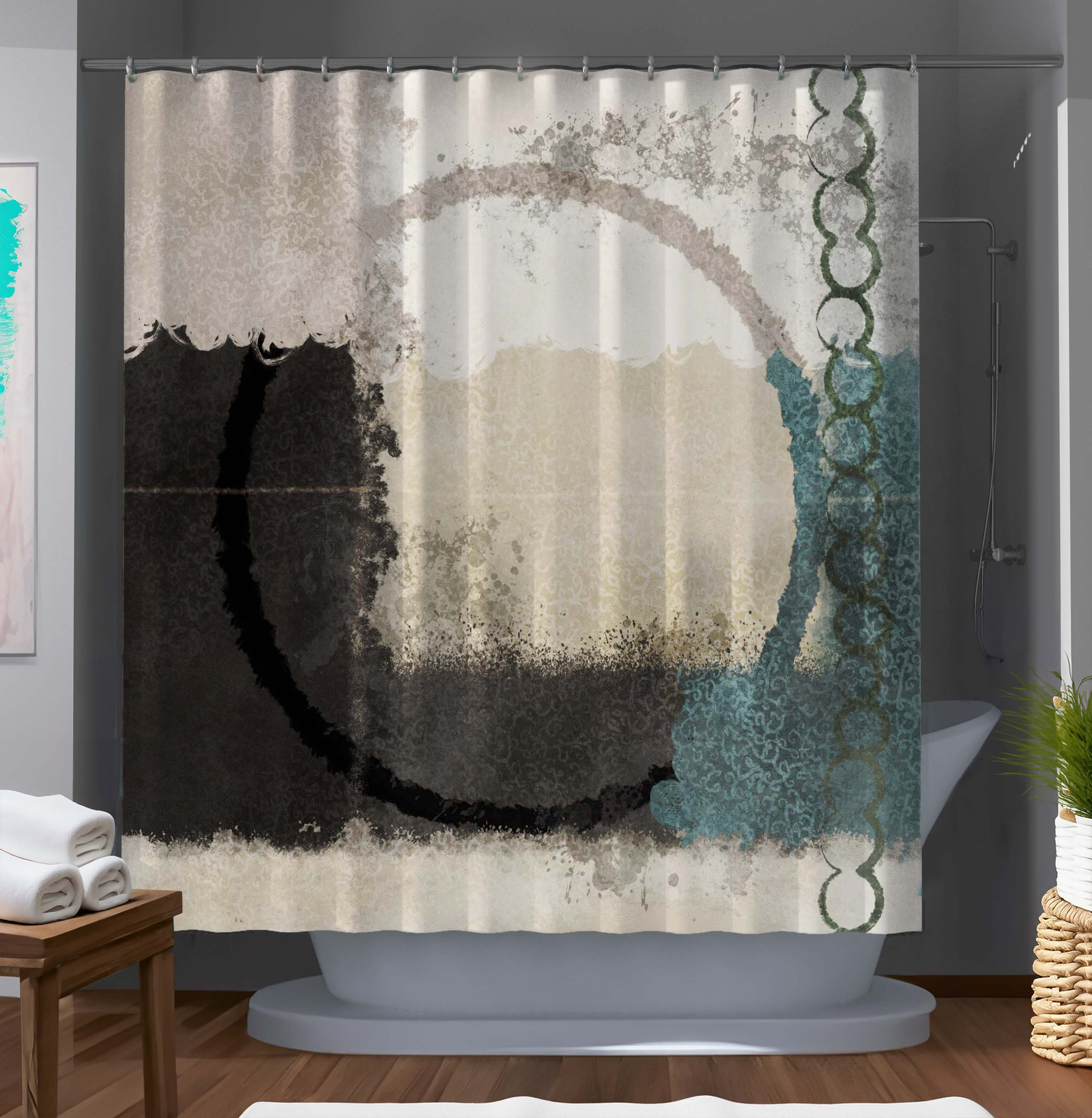 East Urban Home Kriday Abstract Shower Curtain | Wayfair