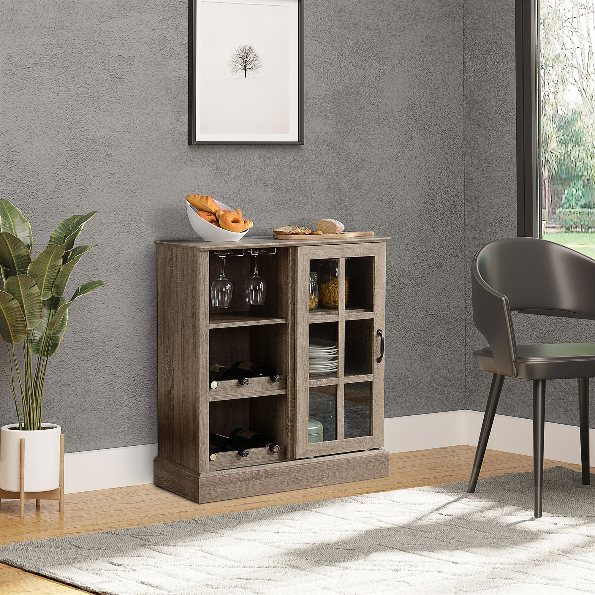 Latitude Run® Wine Bar Cabinet, Small Sideboard Buffet Cabinet, Kitchen ...