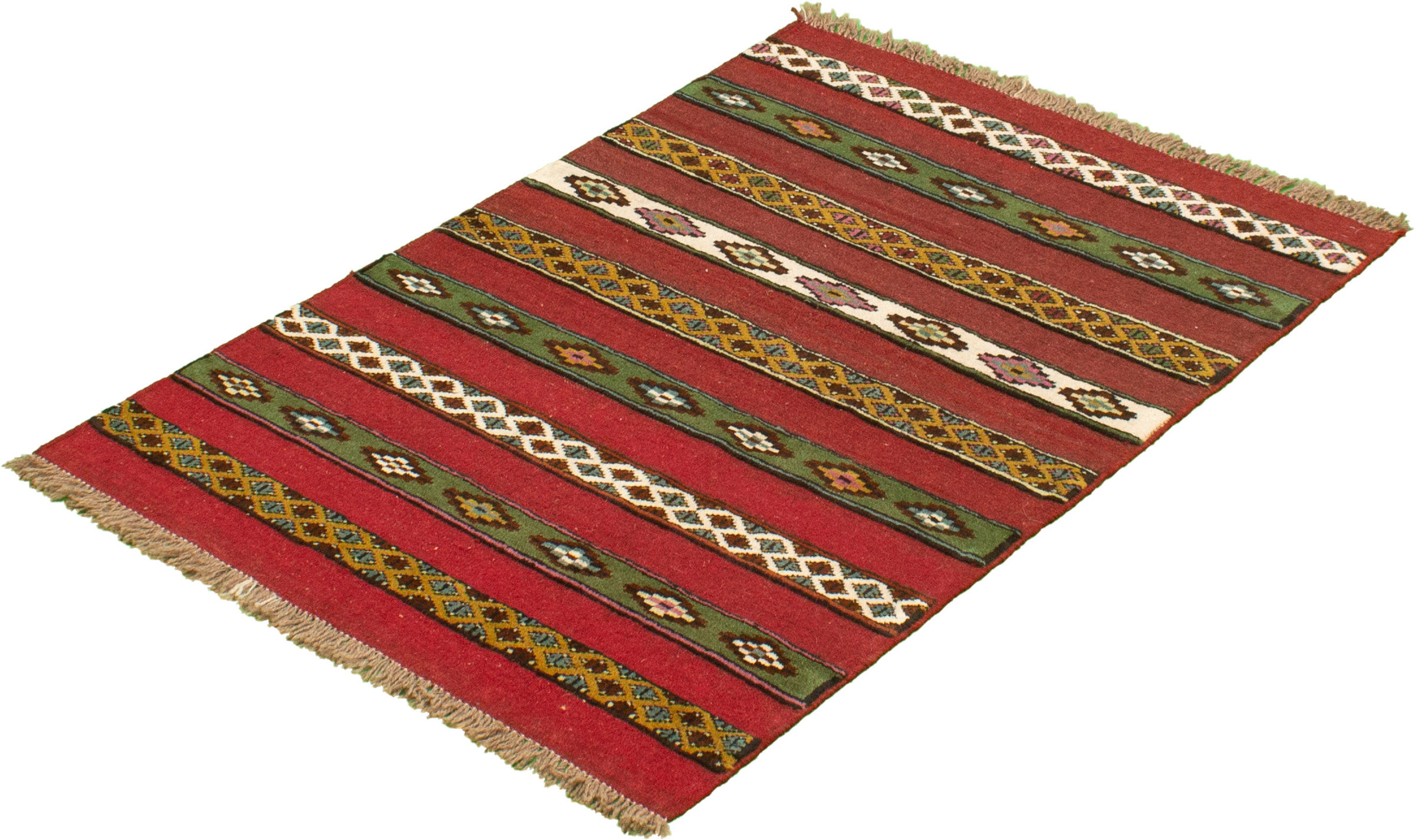 Foundry Select Hand Knotted Wool Dark Red/Green Rug | Wayfair