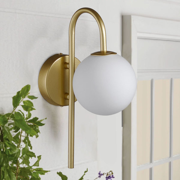 Fairmont Park Golden Wall Light With Frosted Glass Shade | Wayfair.co.uk