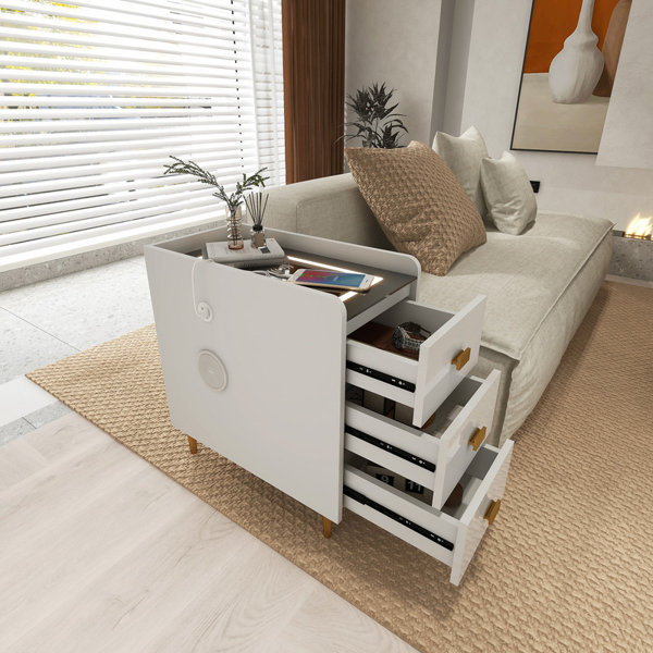 Mercer41 Jillann 3 Piece Bedroom Set with LED Bed and Nightstand with ...