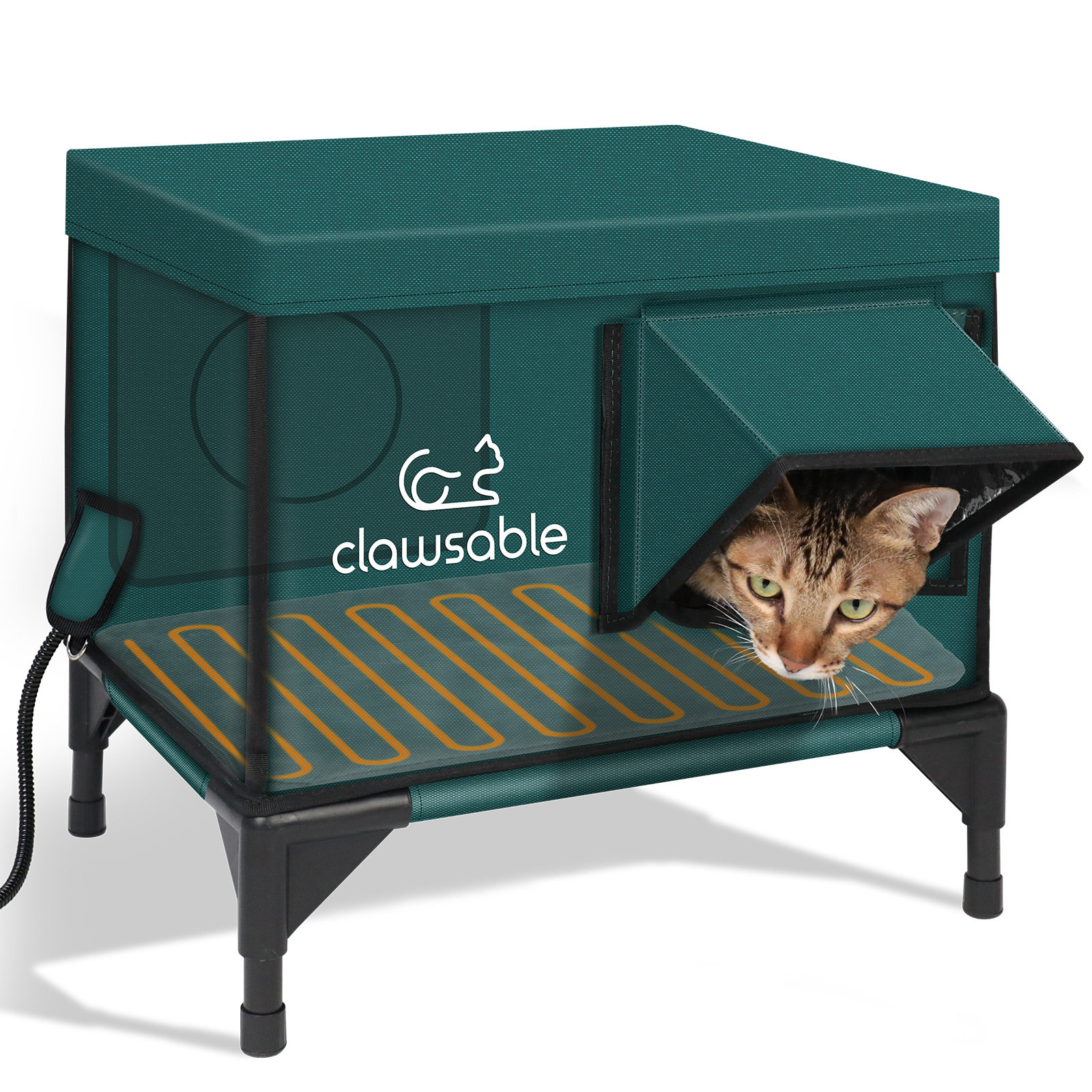 Ebern Designs Heated Outdoor Cat House With Waterproof Oxford Fabric ...