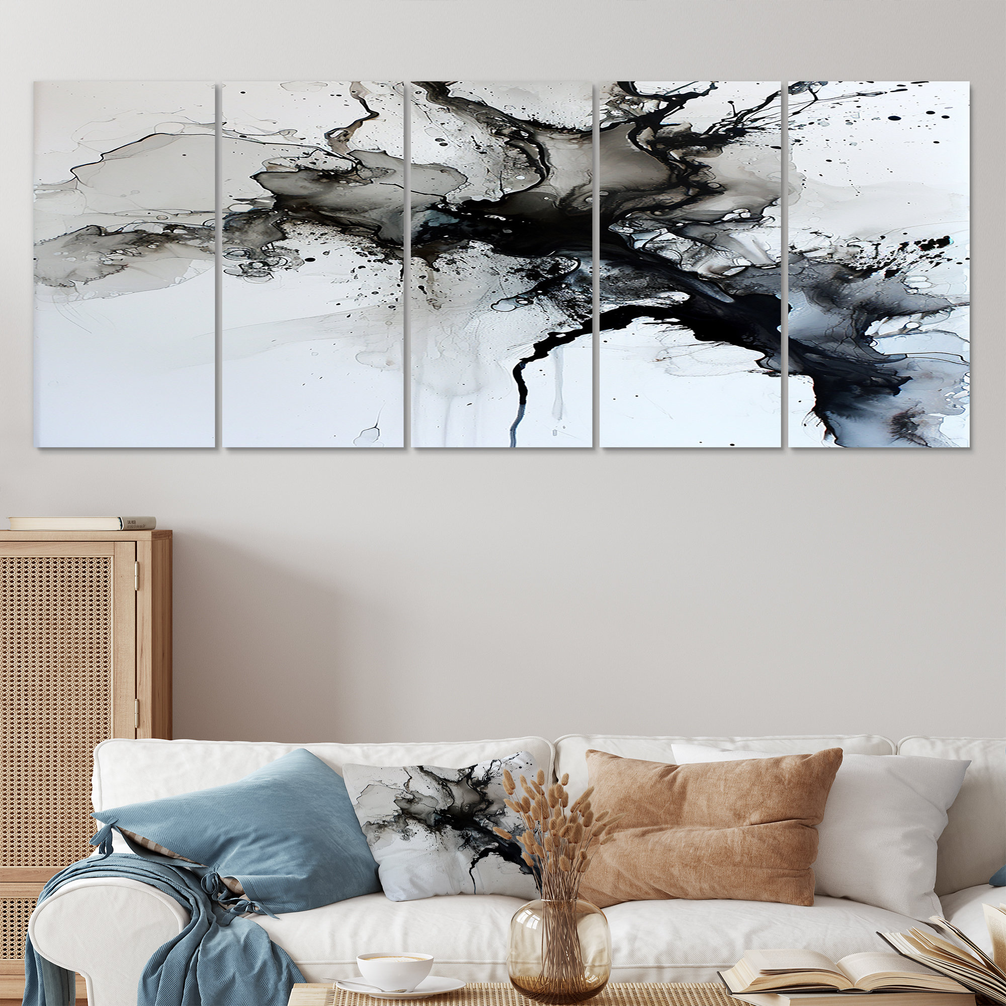 Ivy Bronx Transcendent Mist Delicate Ink Clouds - Liquid ink Abstract ...