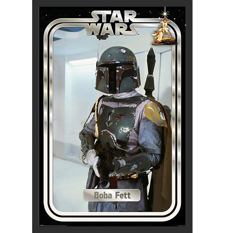 Buy Art For Less Boba Fett Retro Card Framed On Poster Paper Print ...