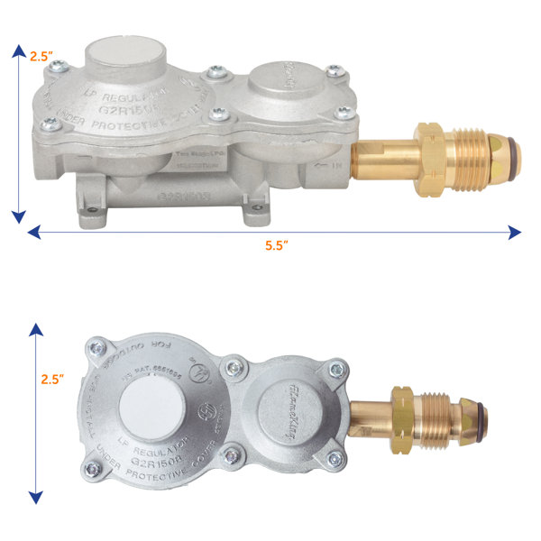 Flame King 160K BTU 2-Stage Propane LP Horizontal Compact Regulator ...