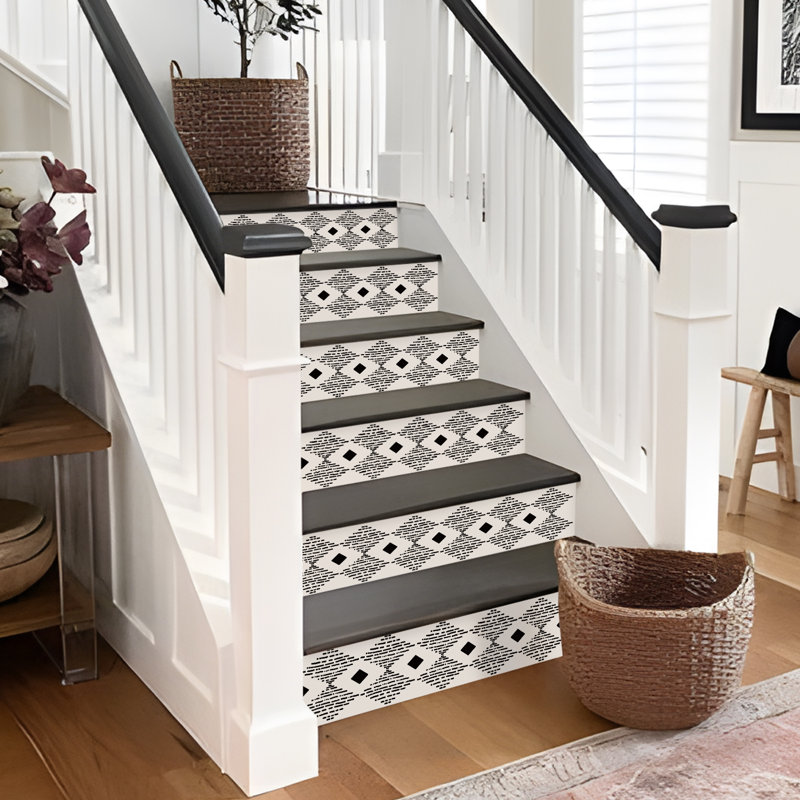 Union Rustic Bohemian Rhombus Abstact Peel & Stick Stair Riser Tile ...
