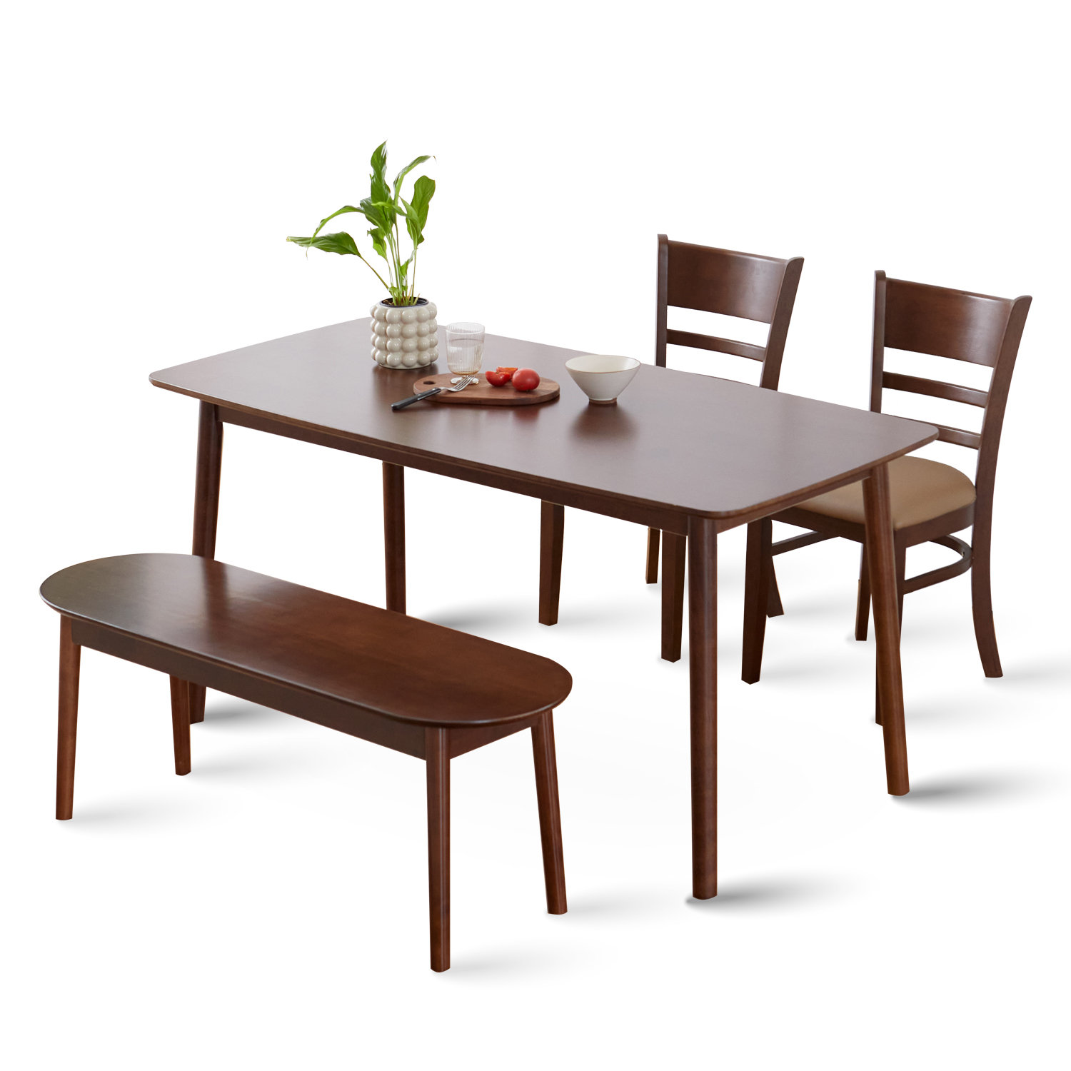 George Oliver Rowley 4 - Person Rubberwood Solid Wood Dining Set ...