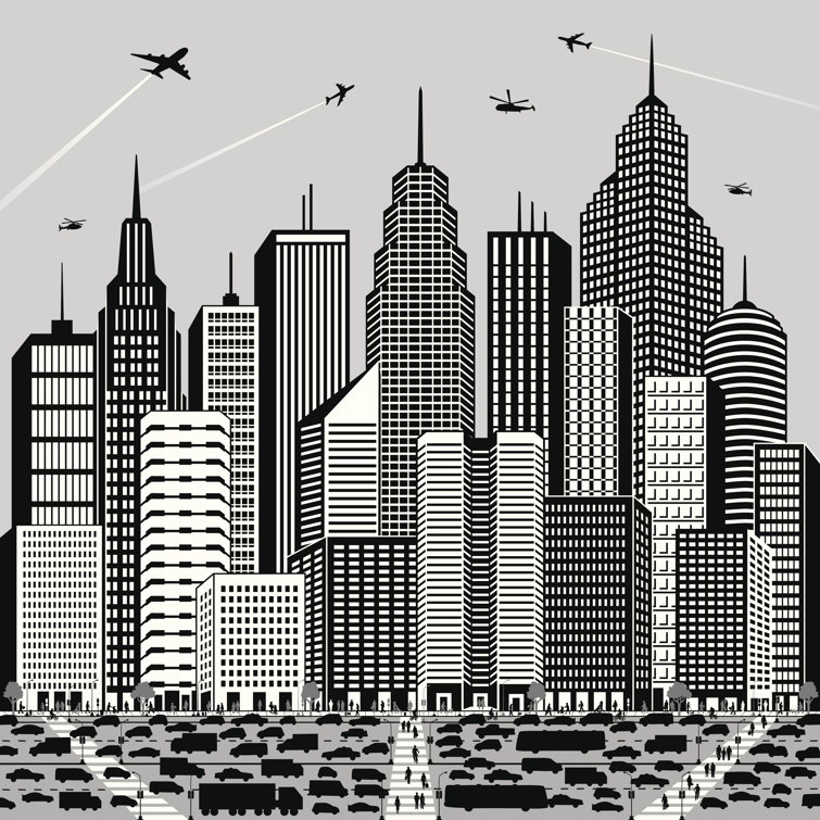 Hokku Designs Big City Filled - Wrapped Canvas Graphic Art | Wayfair