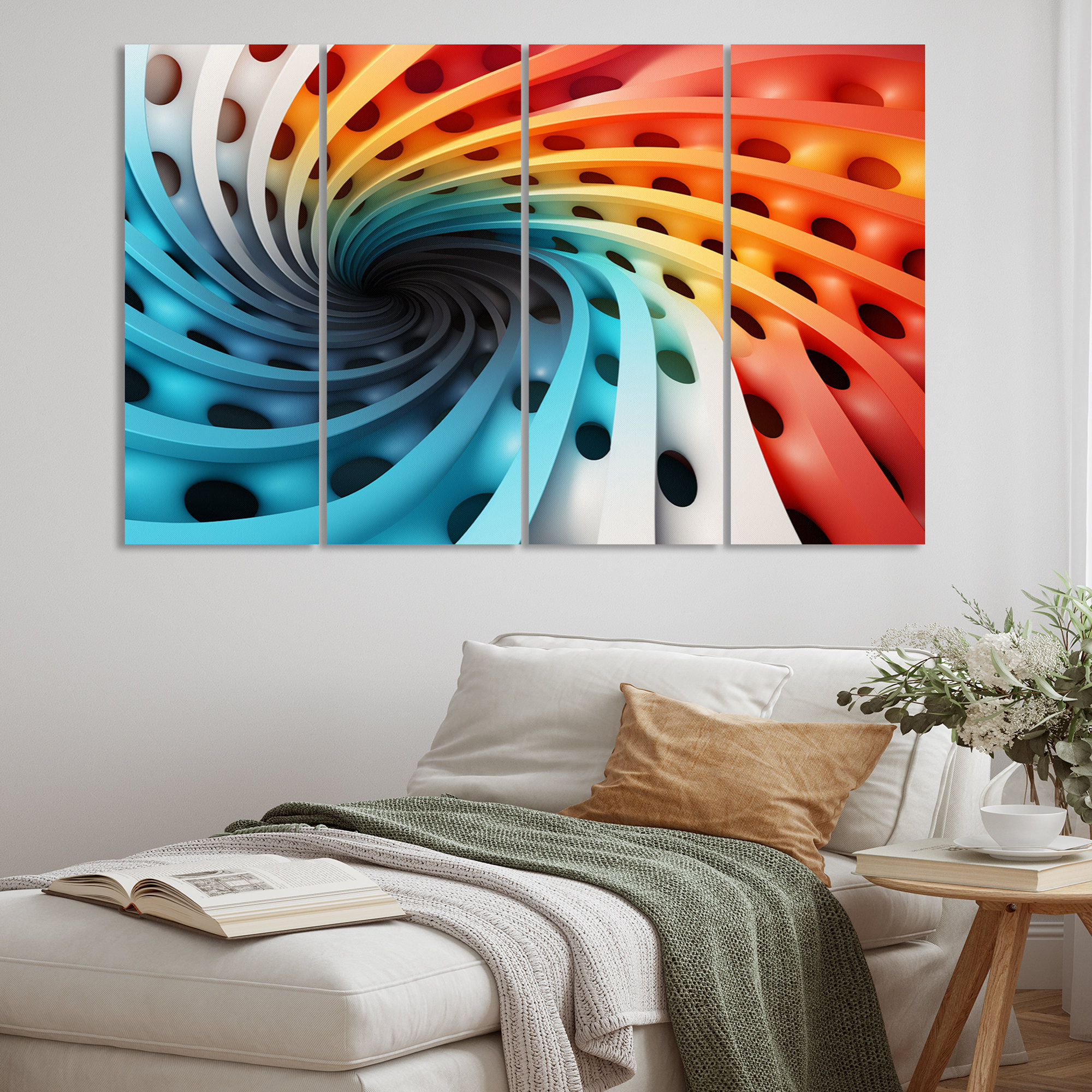 Ivy Bronx Opt Art Harmonic Balance I On Canvas 4 Pieces Print | Wayfair