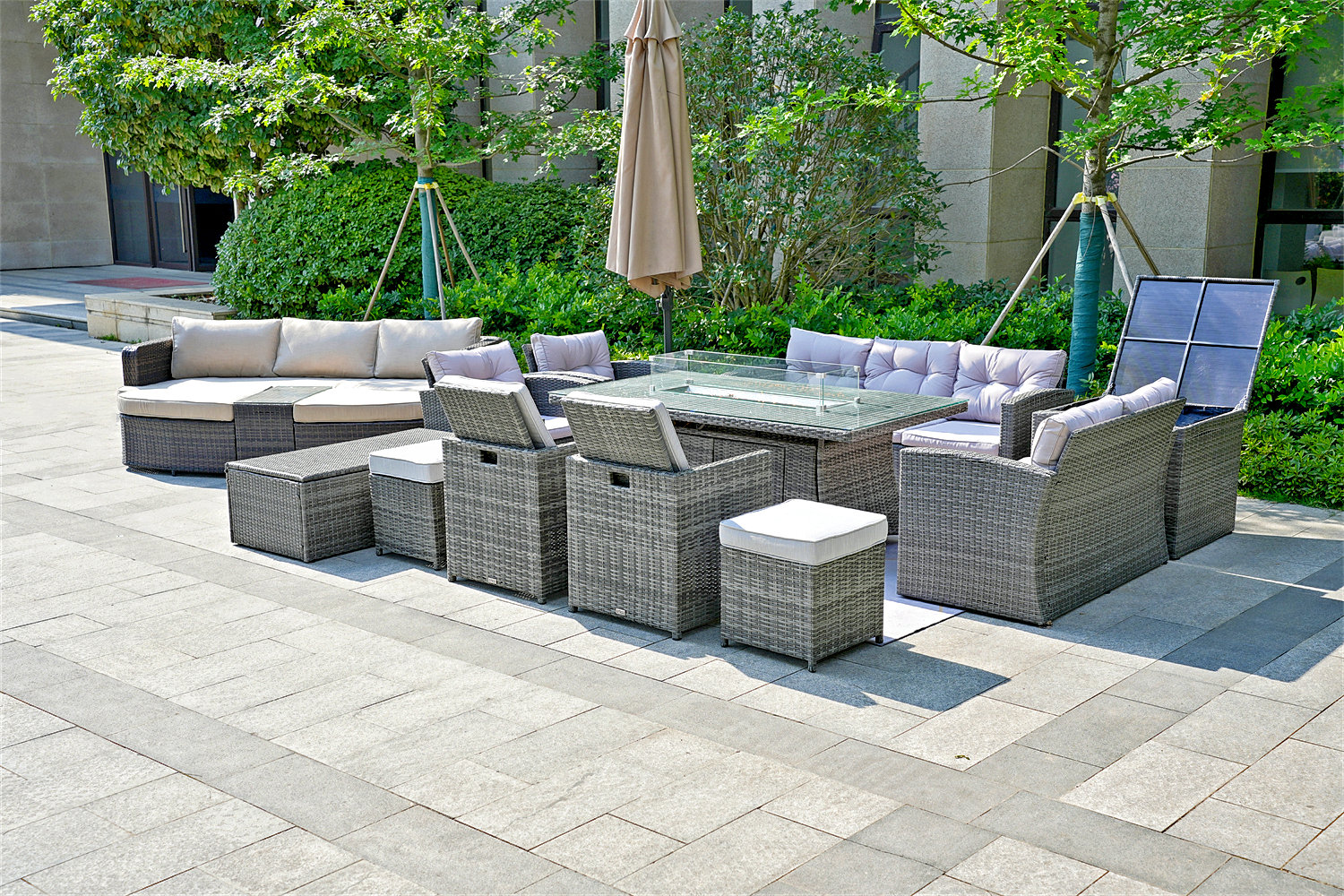 Moda Furnishings Rectangular 16 - Person Dining Set with Cushions | Wayfair