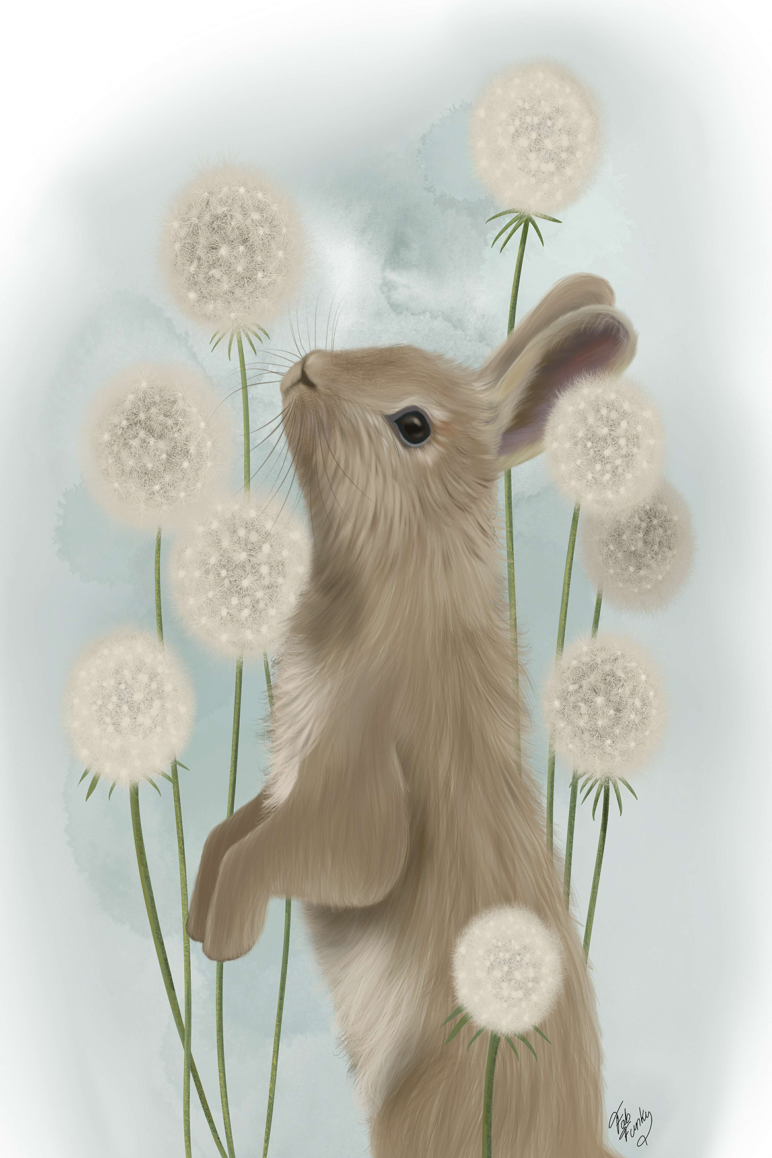 August Grove® Rabbit in Dandylions - Wrapped Canvas Print | Wayfair