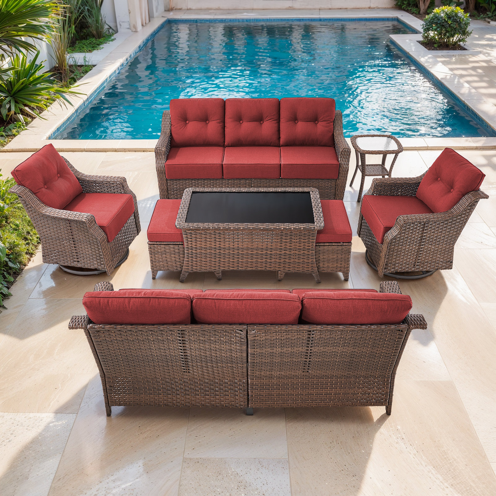Red Barrel Studio® 8 - Person Outdoor Wicker Sofa Seating Group With ...
