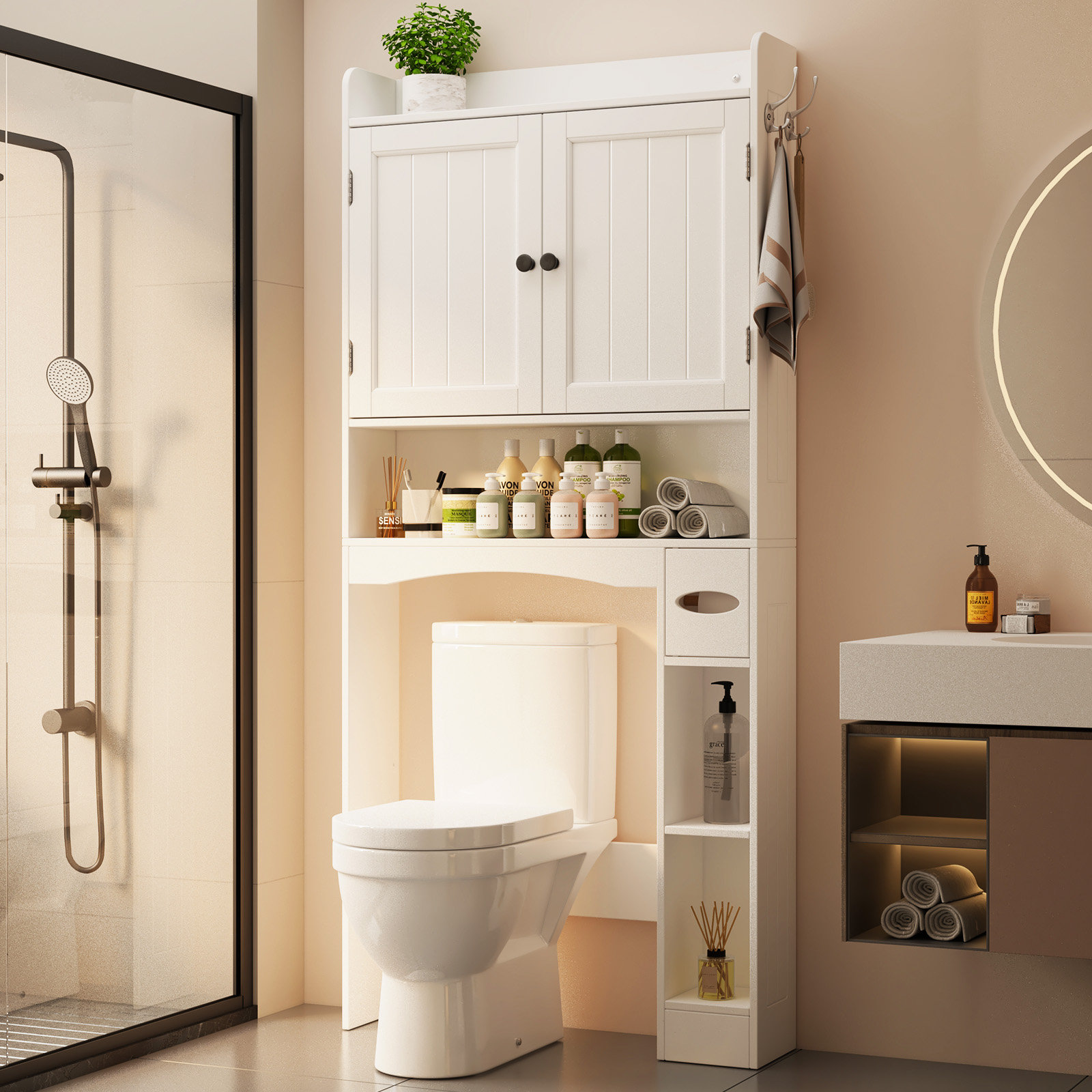 Lark Manor™ Corneliea 70'' H Freestanding Over-the-Toilet Storage ...