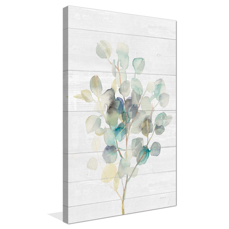 Ebern Designs 'Eucalyptus III on Shiplap' Watercolor Painting Print on ...