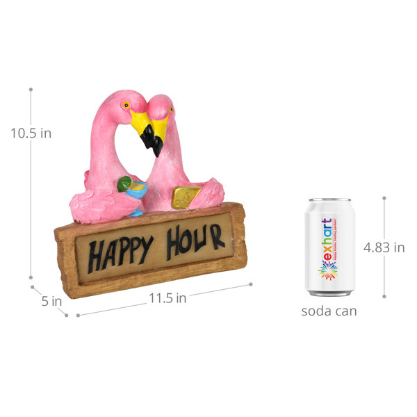 Exhart Solar Happy Hour Flamingos Sign, 10 Inch & Reviews | Wayfair