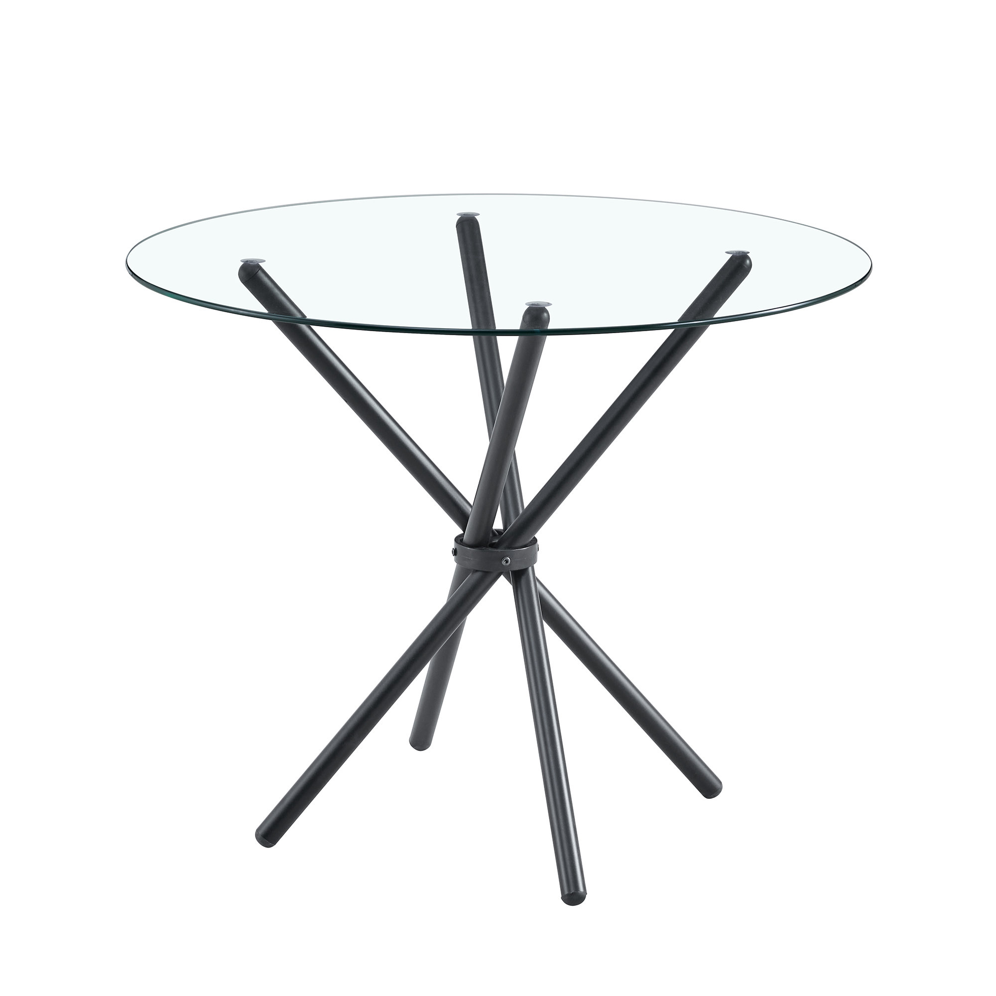 George Oliver circular transparent tempered glass round table | Wayfair