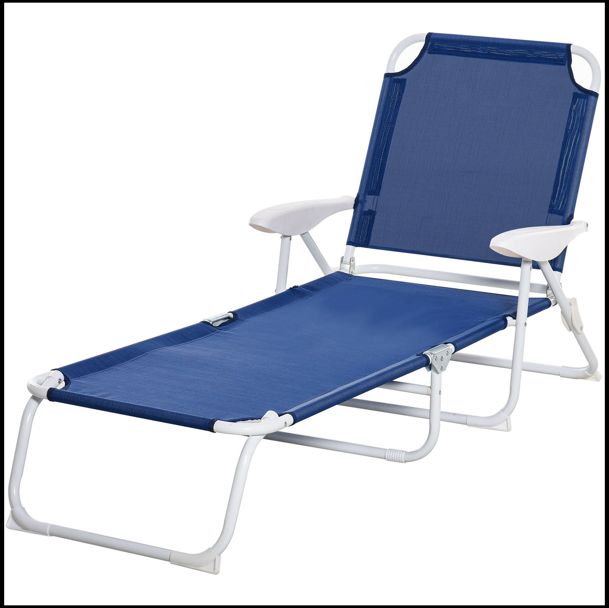 Arlmont & Co. Outsunny Folding Chaise Lounge, Outdoor Sun Tanning Chair ...