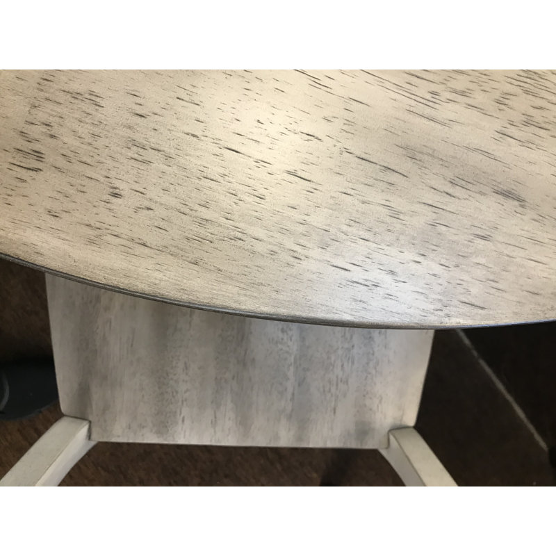 Ophelia & Co. Hermelindo White and Grey Round Extendable Dining Table ...