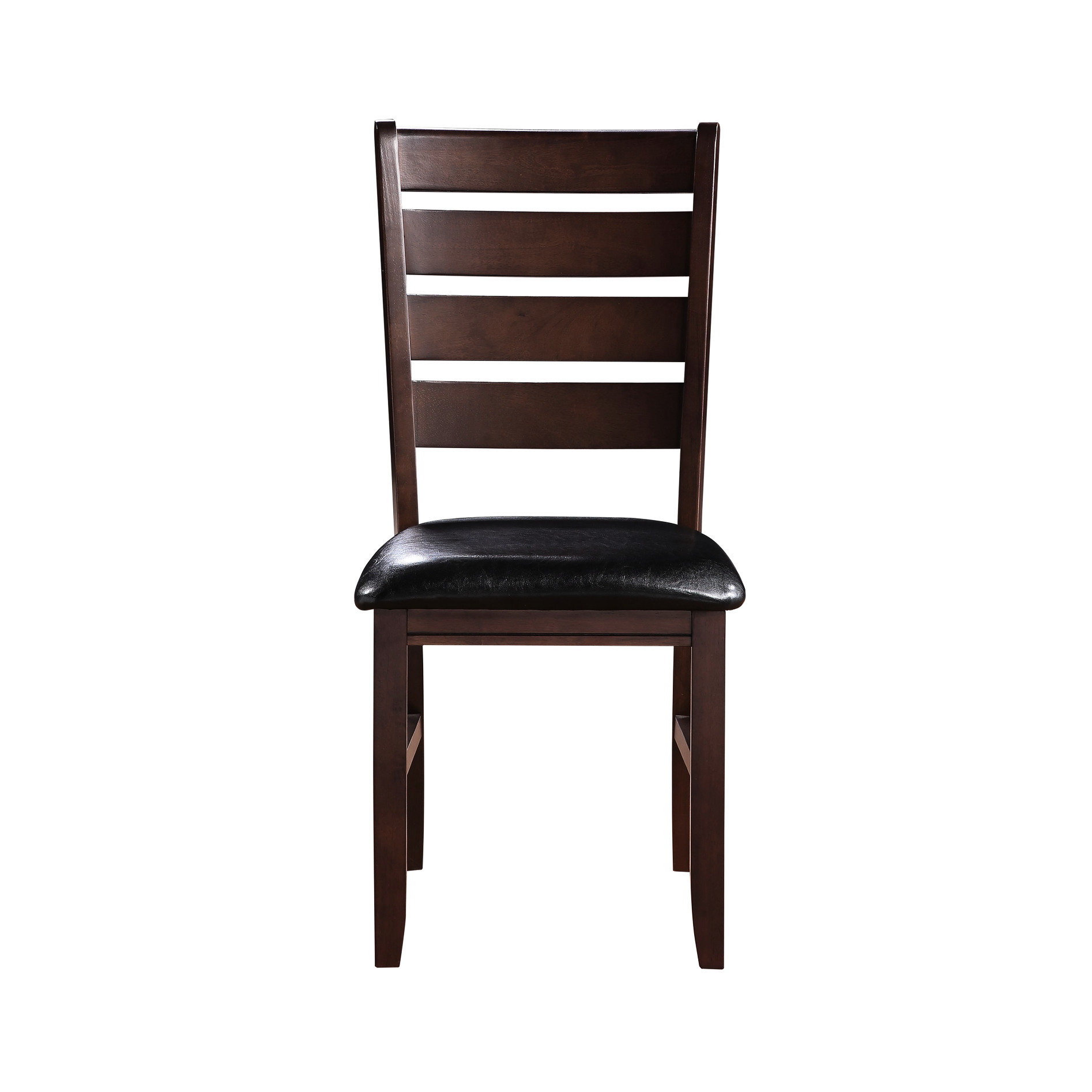 Winston Porter 2 Leather Side Chairs - Cherry Wood & Soft Cushion Black ...