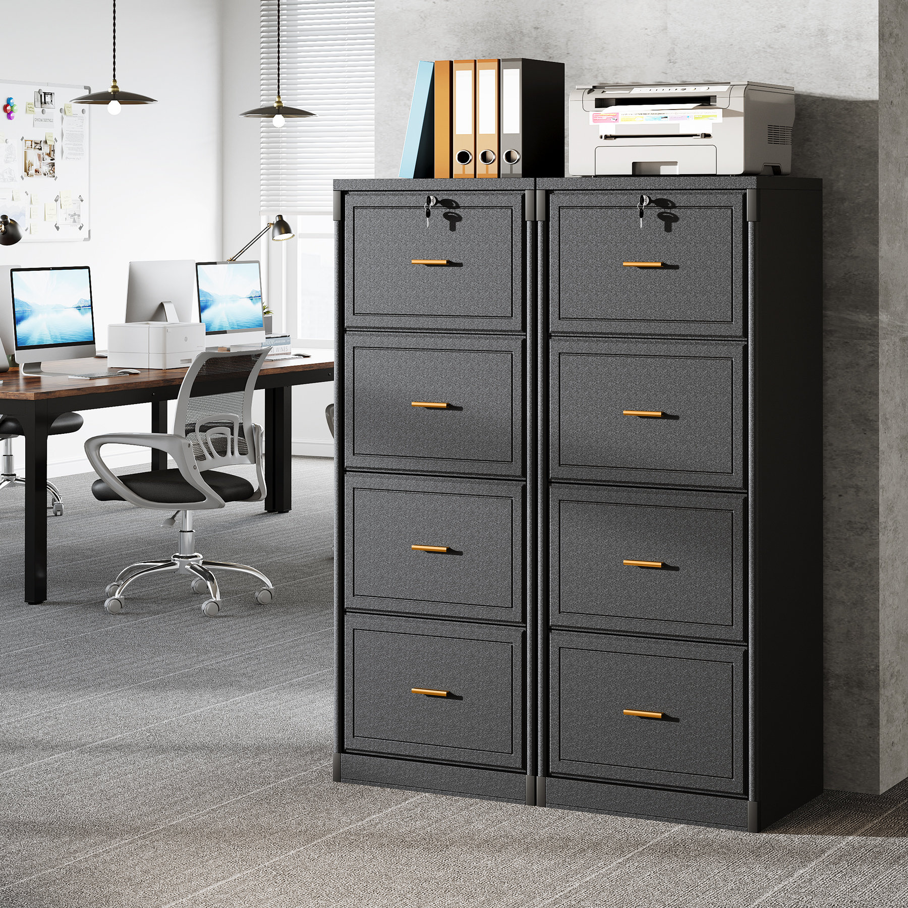 Inbox Zero 4-drawer Vertical File Cabinet Set Of 2, Office Storage ...