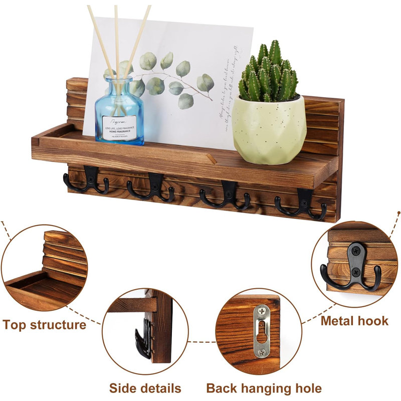 Belleze Manufactured Wood Wall Organizer with Key Hooks | Wayfair