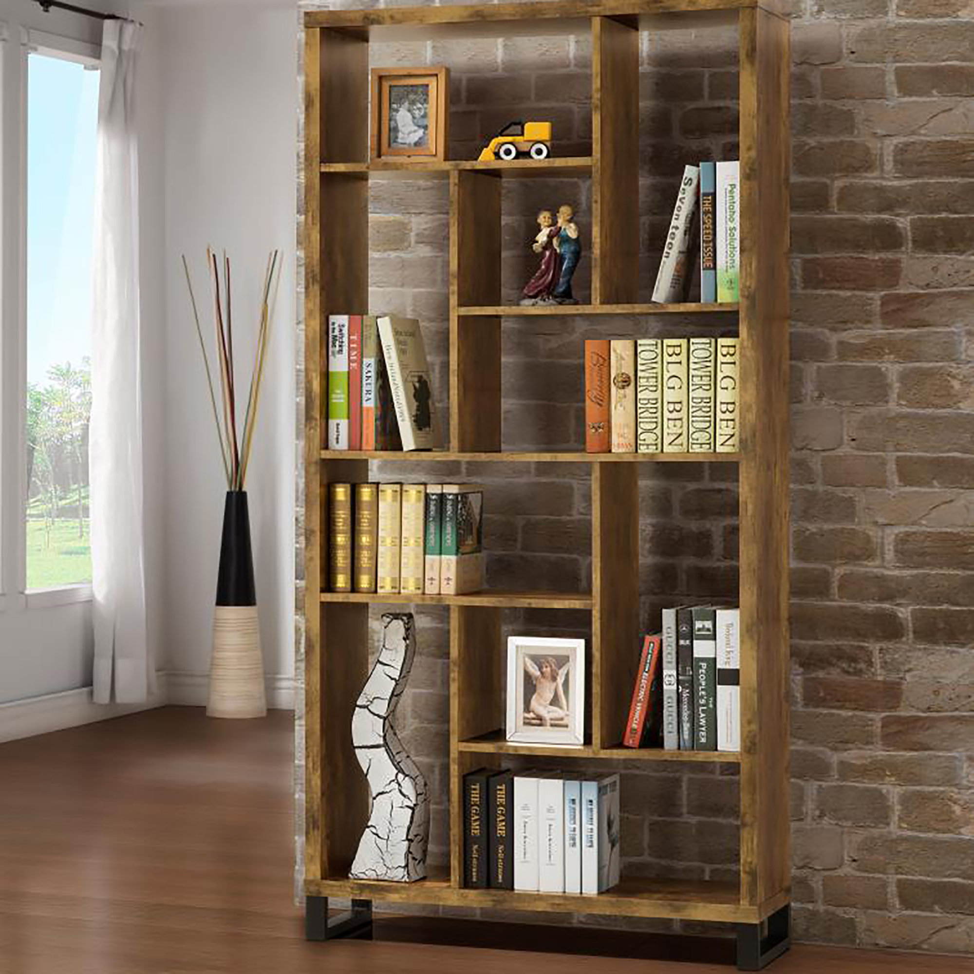 17 Stories Antique Nutmeg 6-tier Rectangular Bookcase - Wayfair Canada