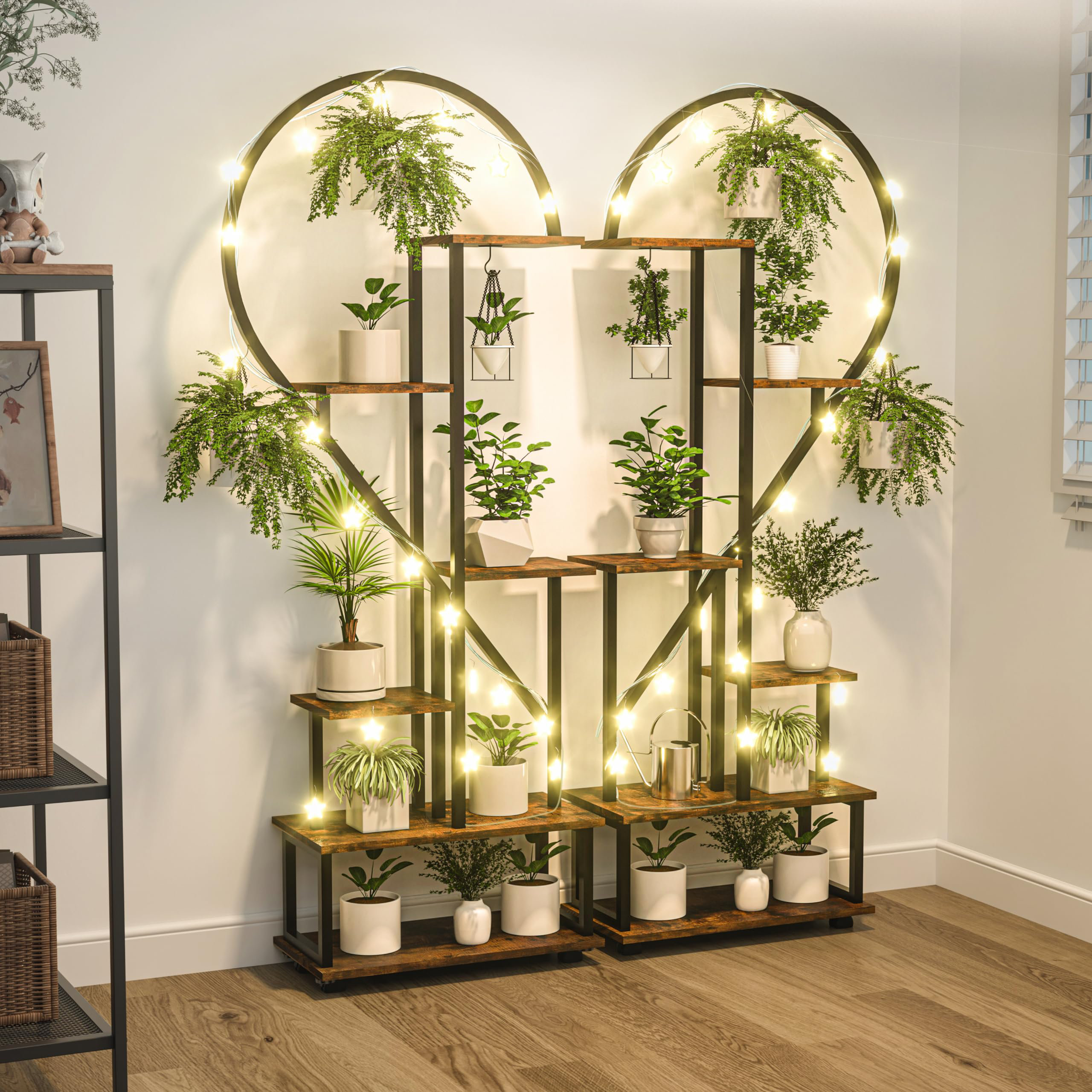 17 Stories 6 Tier Plant Stand Heart Shaped Plant Holder With Wheels ...