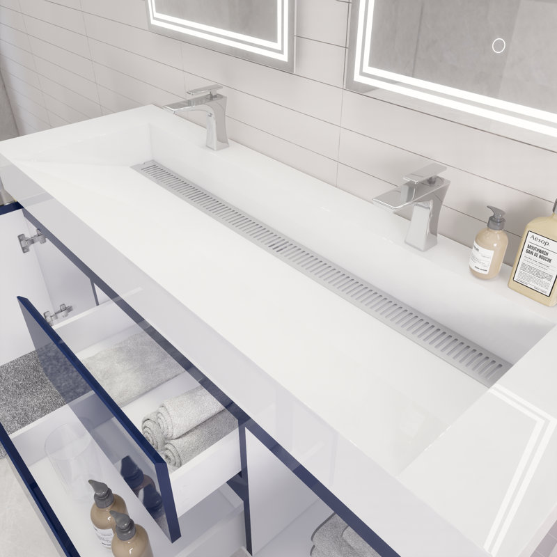 Wade Logan® Babajide 60'' Double Bathroom Vanity with Acrylic Top ...