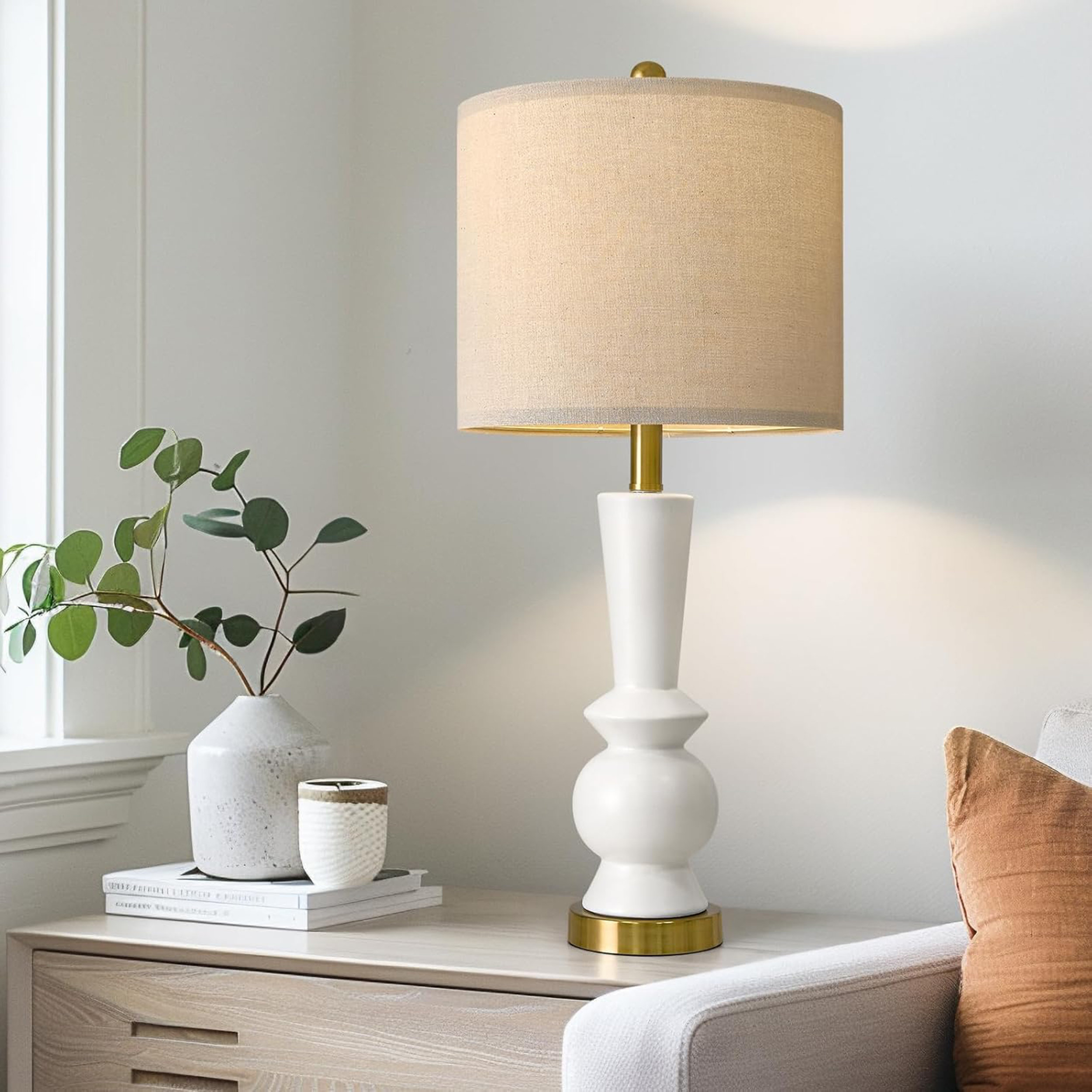 House of Hampton 27" Modern Ceramic Table Lamp Set of 2 for Living Room ...