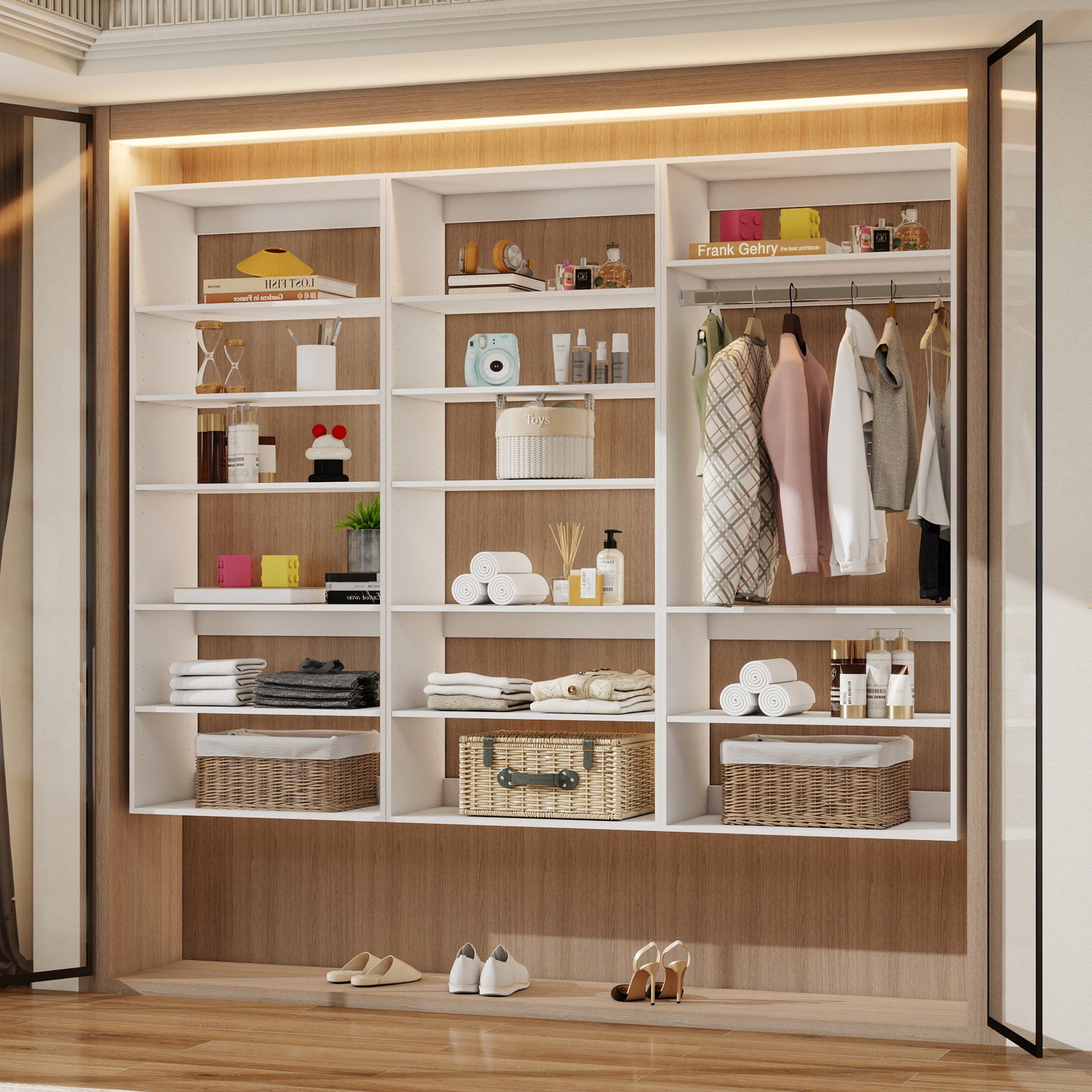 Ivy Bronx Modern Walk in Closet System with Drawers and Shelves, Built ...
