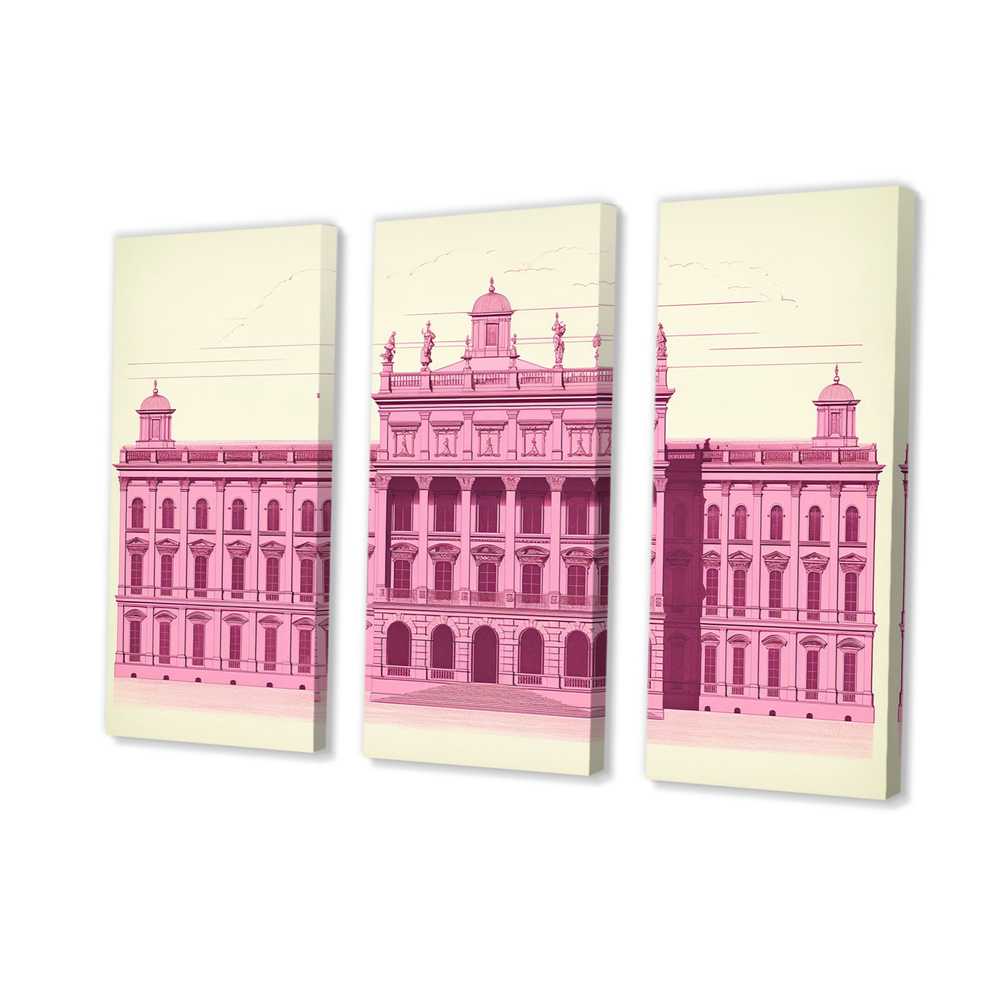 DesignArt Pink Blueprint Of Classical London II " Pink Blueprint Of ...