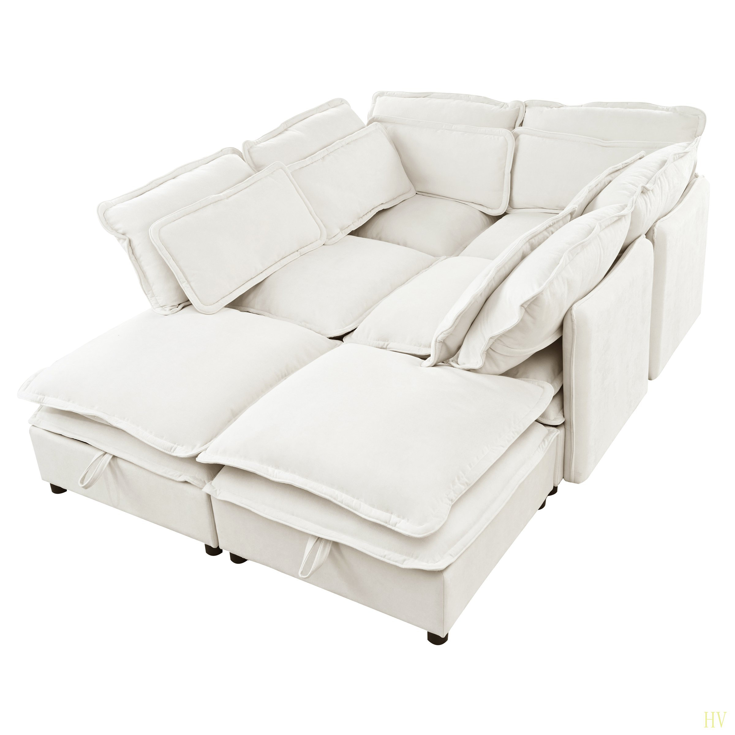 Brayden Studio Double-Layer Cushion Modern Large U-Shaped Modular Sofa, Freely Combinable 6 ...