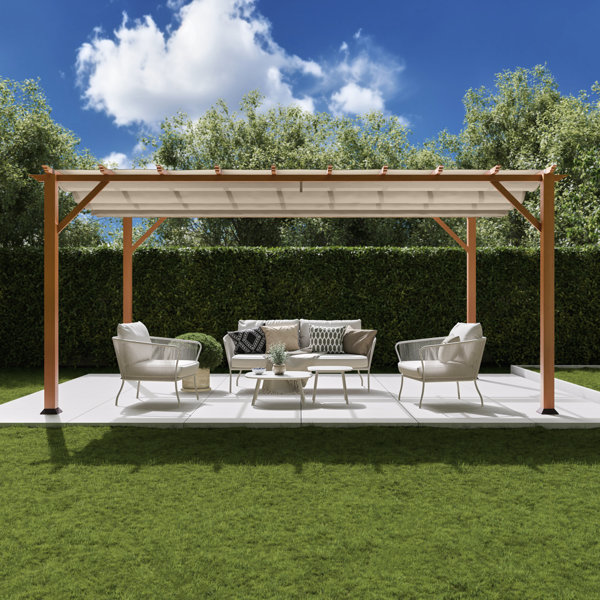 Paragon-Outdoor Florence 16 ft. W x 11 ft. D Wood Grain Aluminum ...