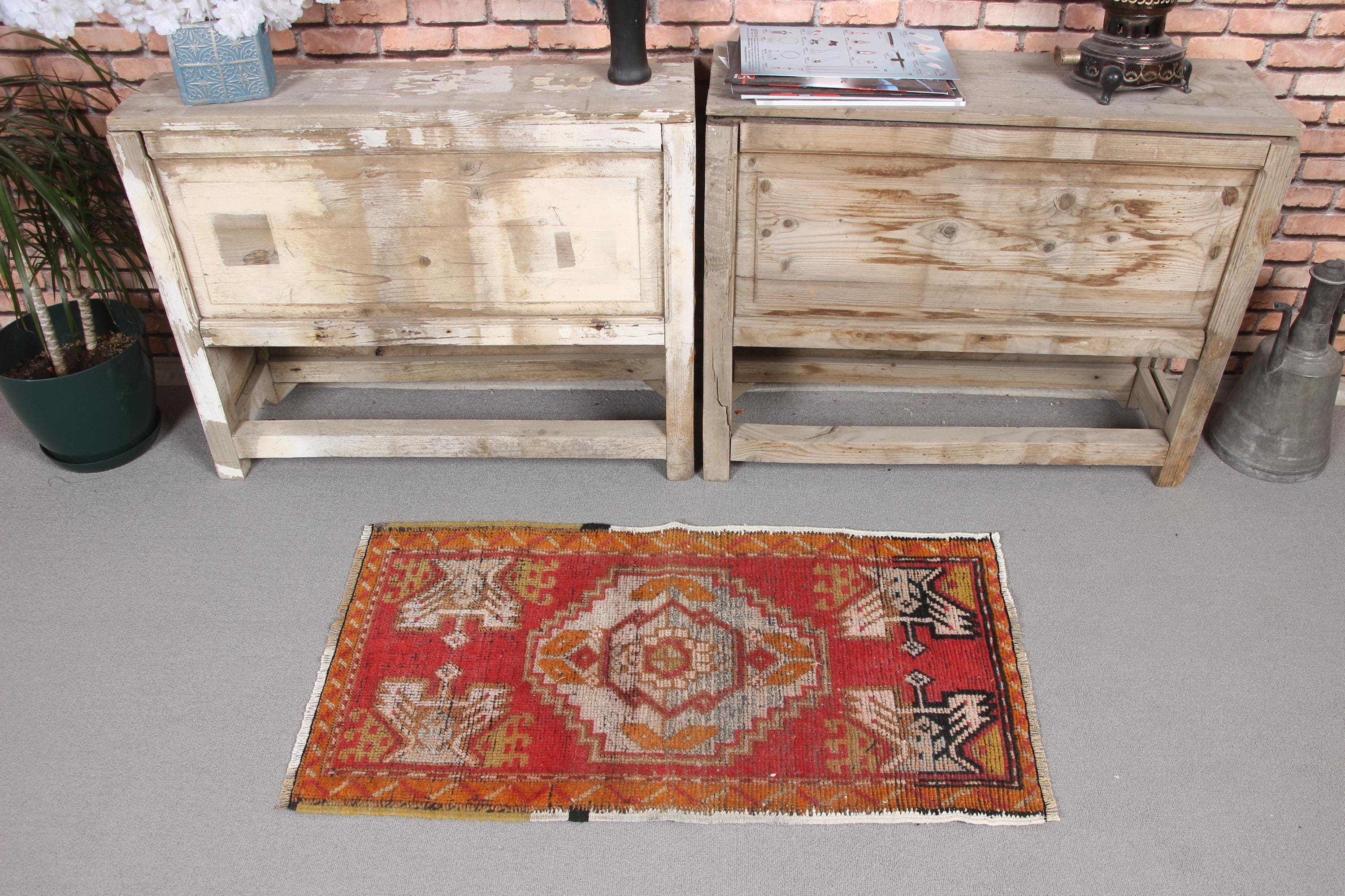 Bungalow Rose Handcrafted Vintage Turkish Door Mat Rug With Vibrant Red ...