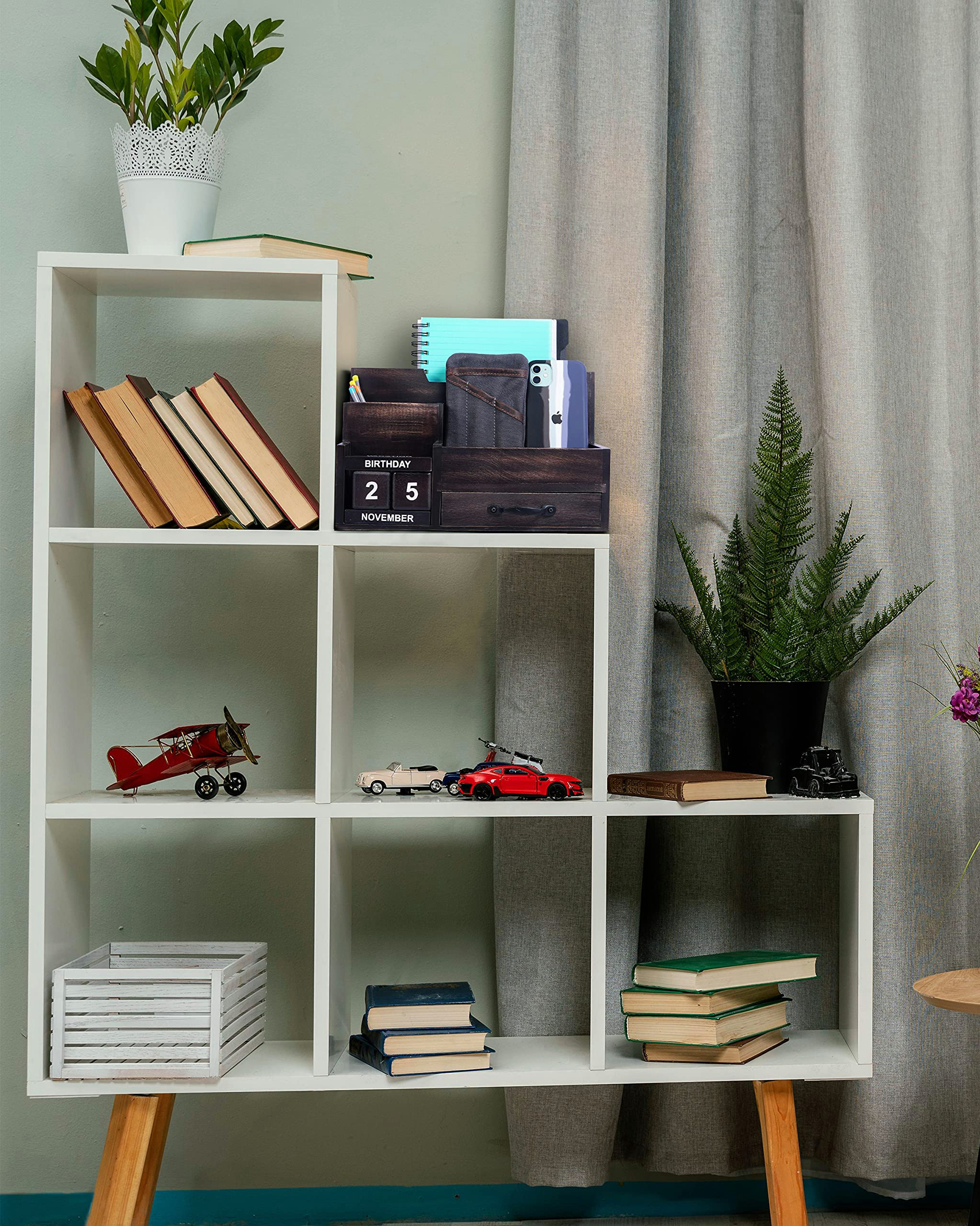 LuxeDesigns Handcrafted Mango Wood Desk Organizer with Calendar Blocks ...