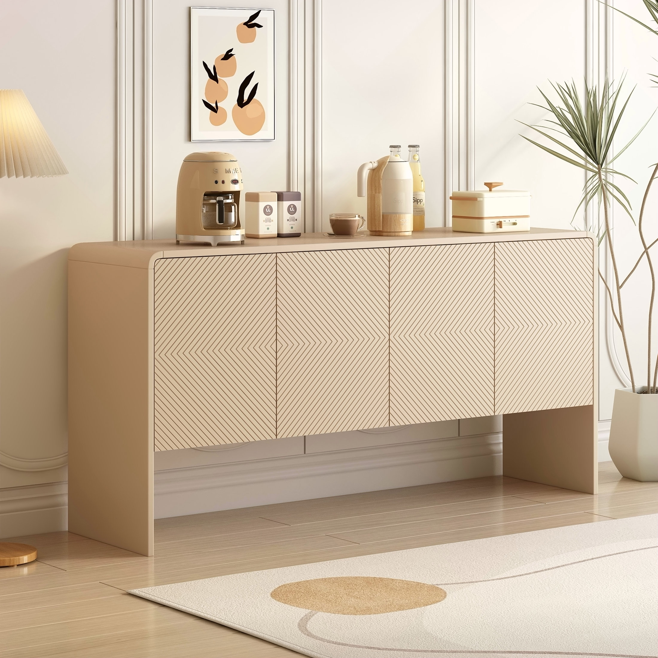 Ebern Designs Minimalist Style 60"L Large Storage Space Sideboard with ...