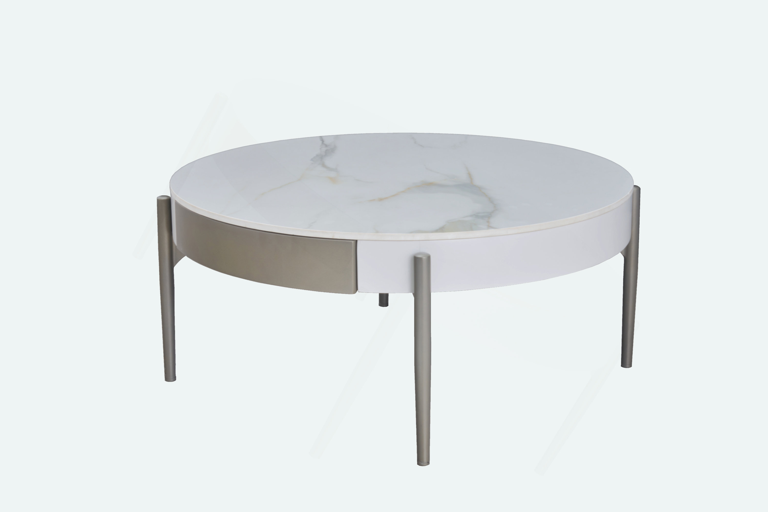 Latitude Run® Modern Round White & Reall Wood Coffee Table With Drawers ...