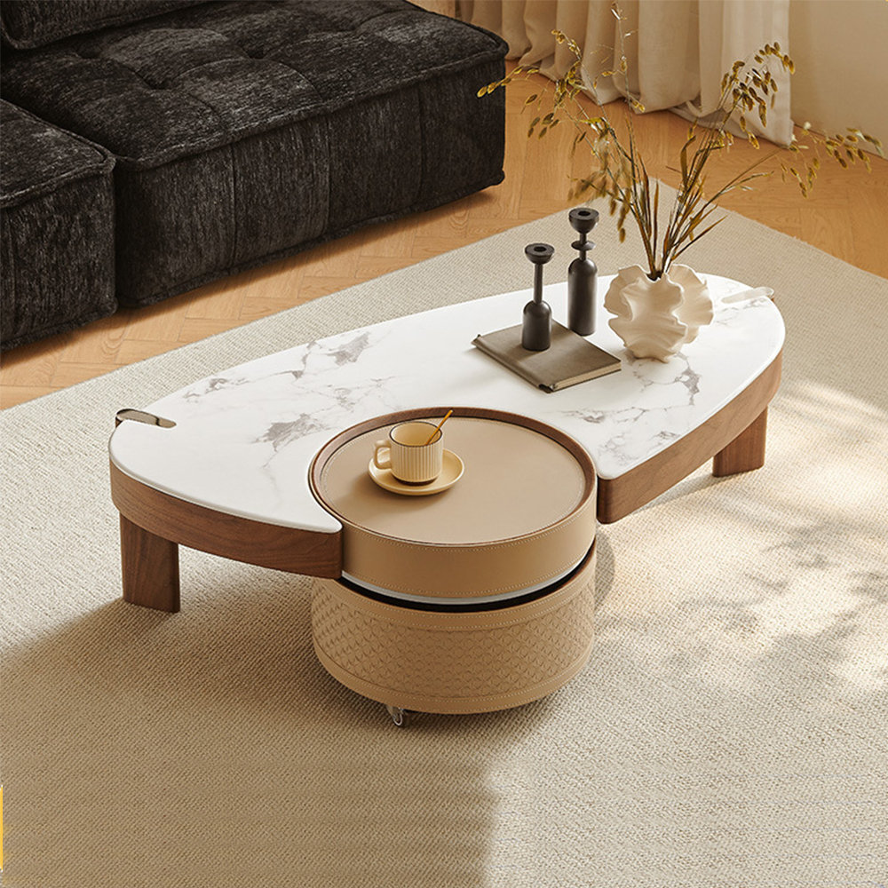 Bkoksety Simple Creative Rotating Rock Slab Coffee Table | Wayfair